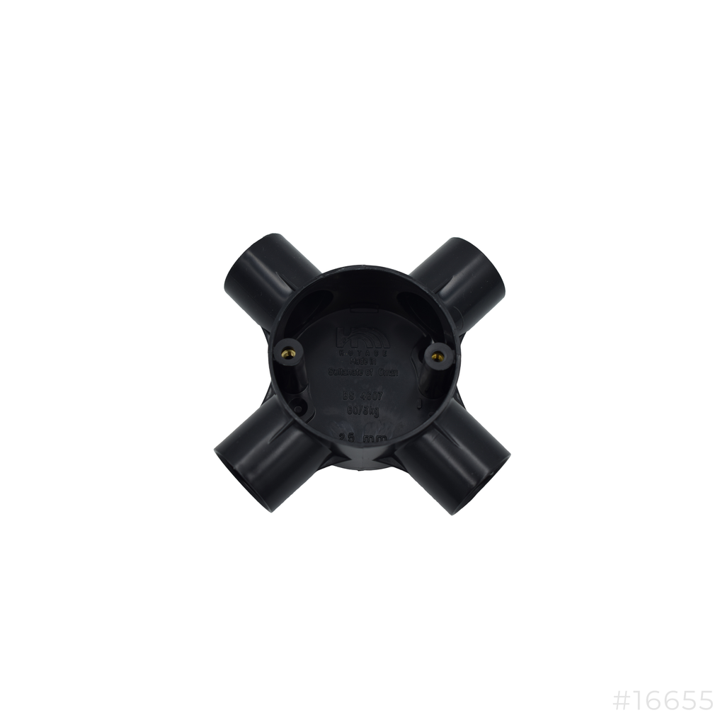 Conduit Junction Box 4-way 25mm with Lid and Screw | Whetstone
